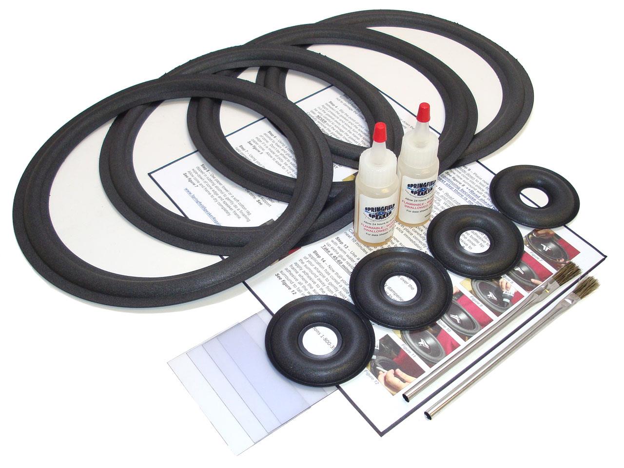 Complete KEF 107-2 Speaker Foam Repair Kit - incl. Donut dust caps - K ...